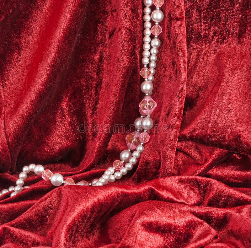 Red velvet and beads stock image. Image of open, accessories - 14282487