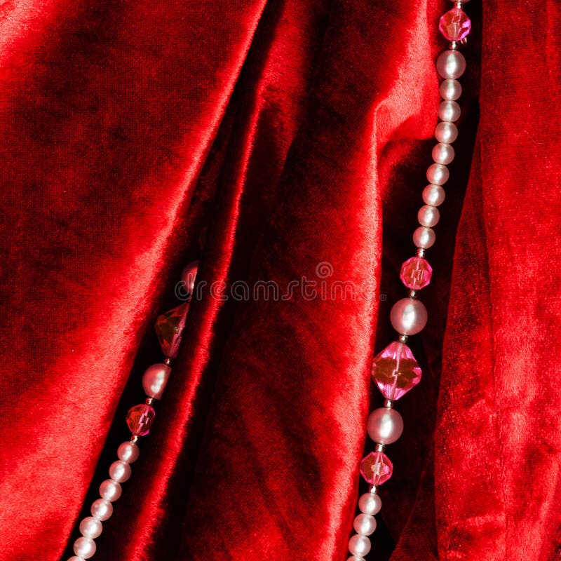 Red velvet and beads stock image. Image of material, elegance - 46345355