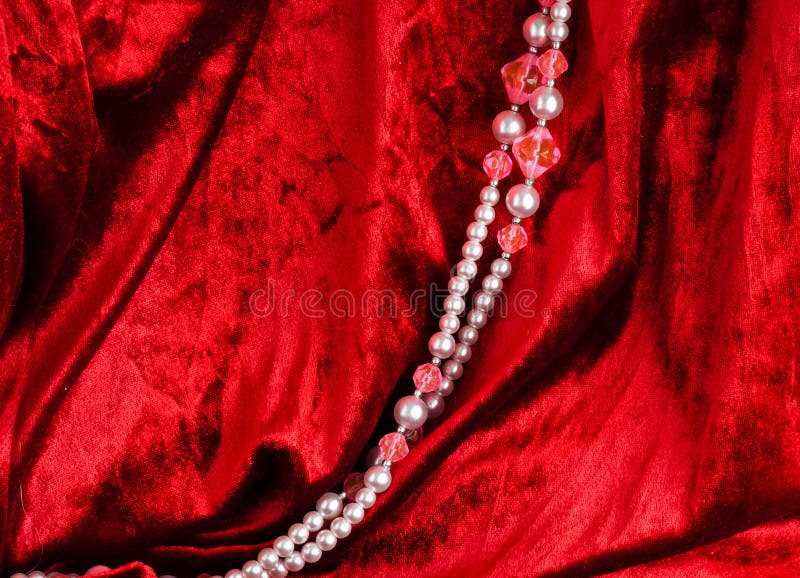 Red velvet and beads stock photo. Image of cloth, design - 46345420