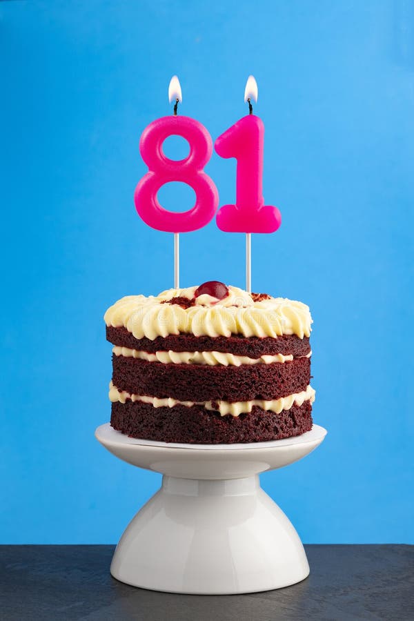 Red Velvet Birthday Cake with Number 81 Candle Stock Image - Image of ...