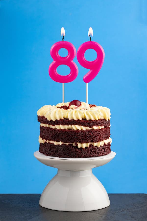 Red Velvet Birthday Cake with Number 89 Candle Stock Image - Image of ...