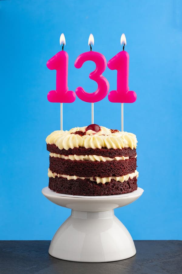 Red Velvet Birthday Cake with Number 131 Candle Stock Illustration ...