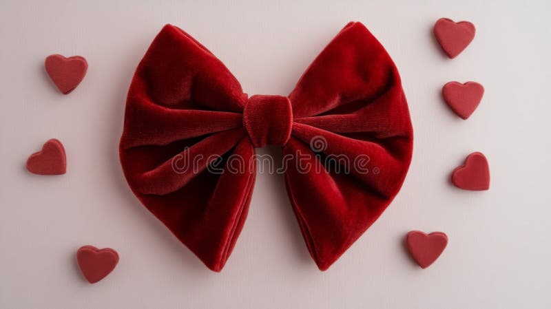 Red Velvet Bow Surrounded by Small Hearts Stock Illustration ...