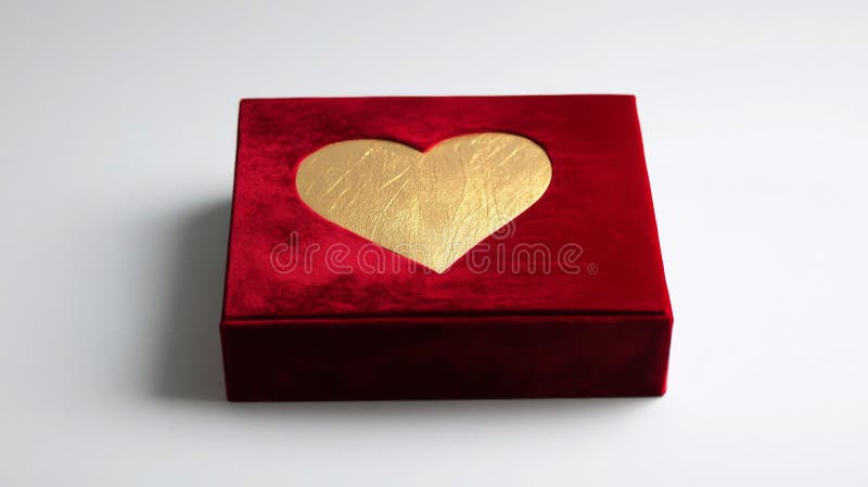 Red Velvet Box with a Gold Heart Embossed on the Lid Stock Illustration ...