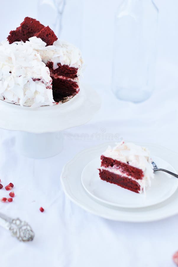 Red velvet cake stock image. Image of love, cake, coconut - 66699917