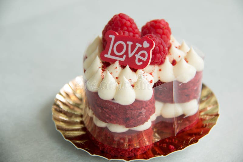 Red Velvet Cake Decoration Letter Love Stock Image - Image of love ...