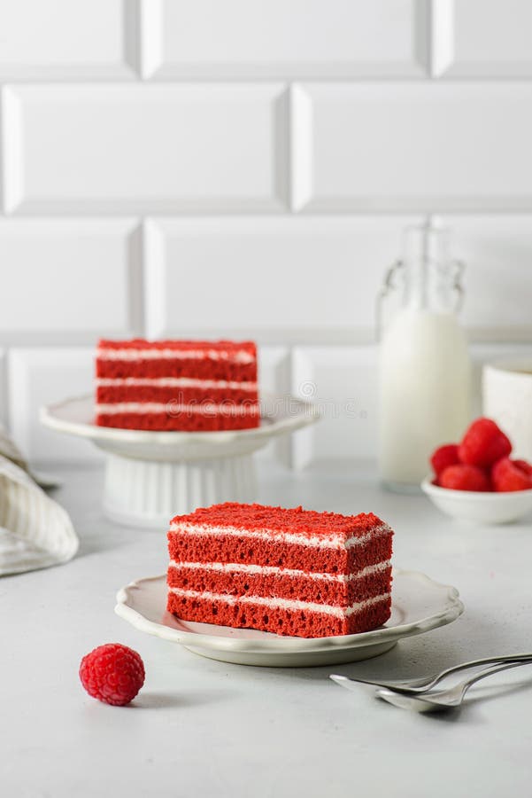 Red Velvet Cake on a Light Background Stock Photo - Image of light ...