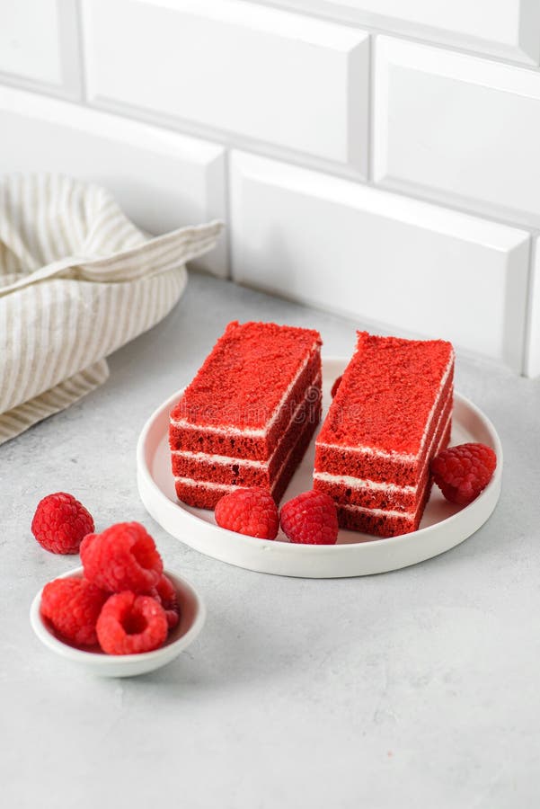 Red Velvet Cake on a Light Background Stock Image - Image of pastry ...