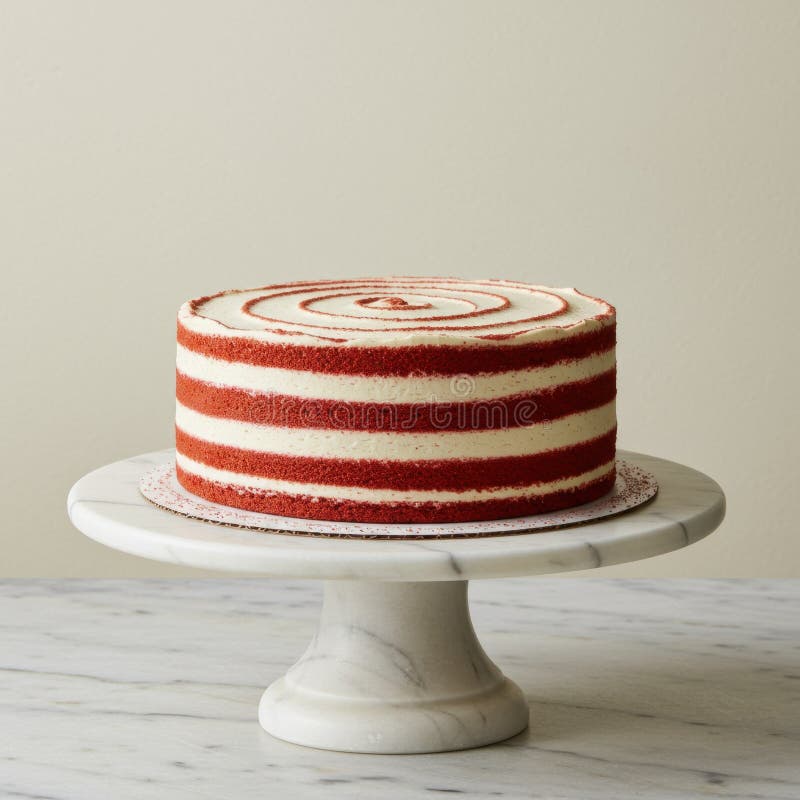 Red Velvet Cake on Marble Stand Stock Illustration - Illustration of ...