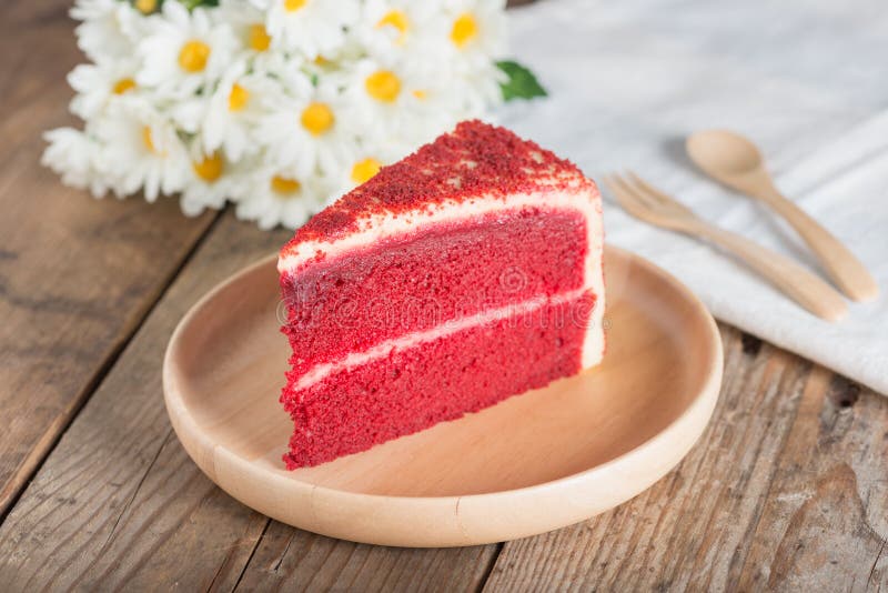 Red velvet cake on plate. stock photo. Image of frosting - 90092208