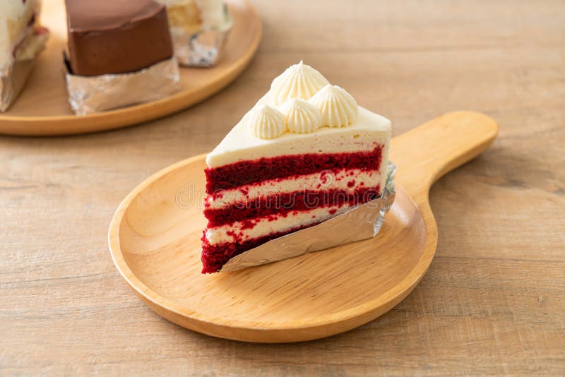 Red velvet cake on plate stock image. Image of decoration - 254744119