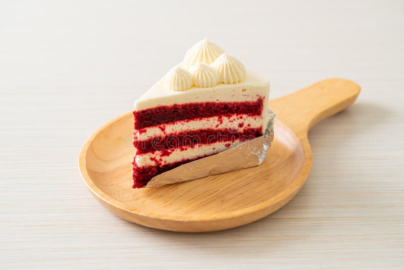 Red velvet cake on plate stock photo. Image of gift - 255763694