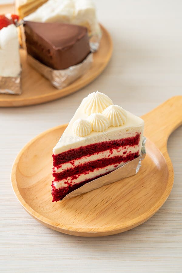 Red velvet cake on plate stock photo. Image of christmas - 268345076