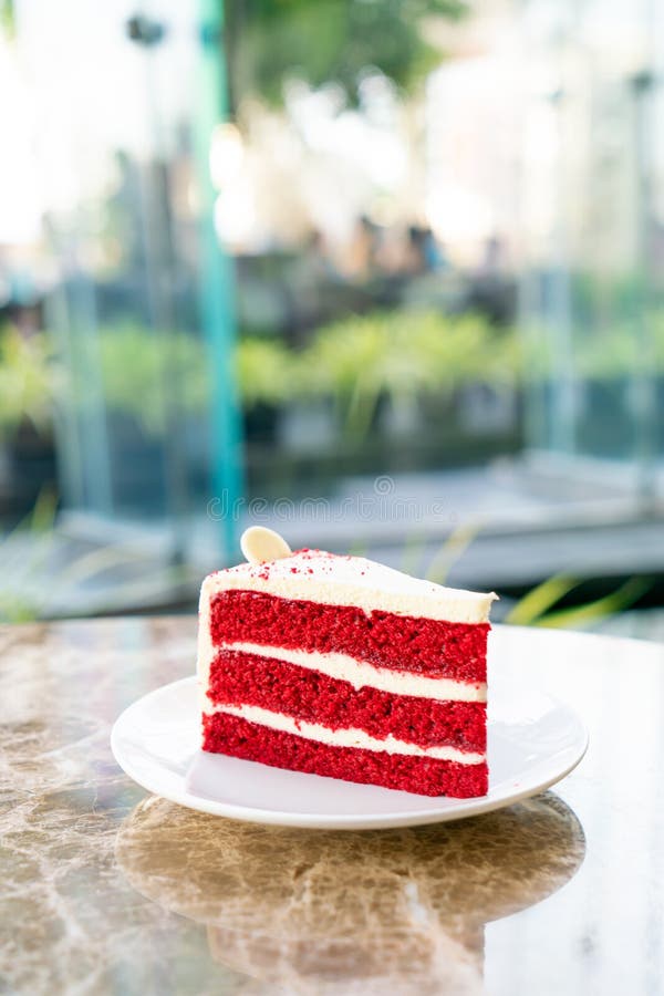 Red velvet cake on plate stock photo. Image of single - 256388560