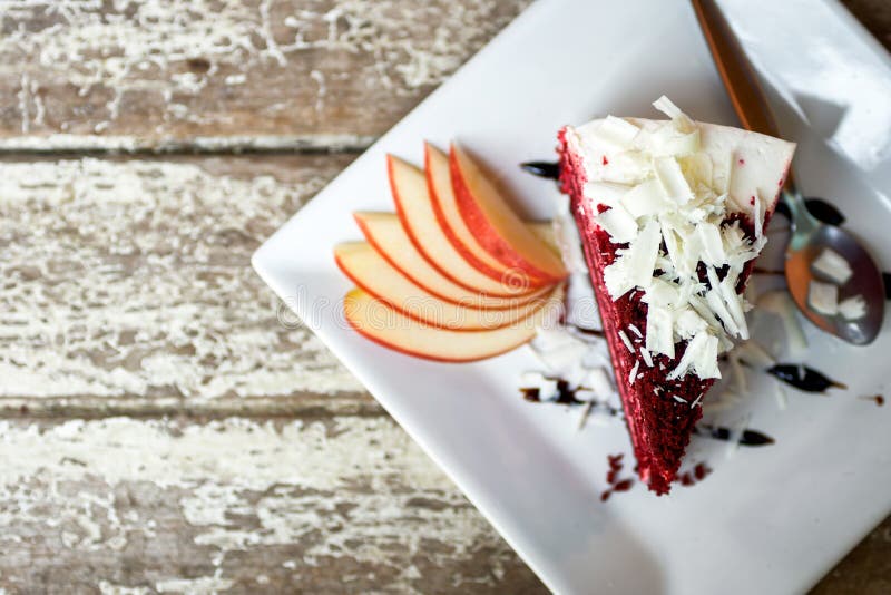 Red velvet cake in plate stock photo. Image of copy, dessert - 69876586