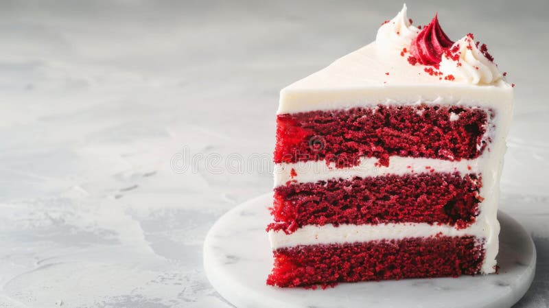 Red Velvet Cake Slice with Creamy Frosting Stock Illustration ...