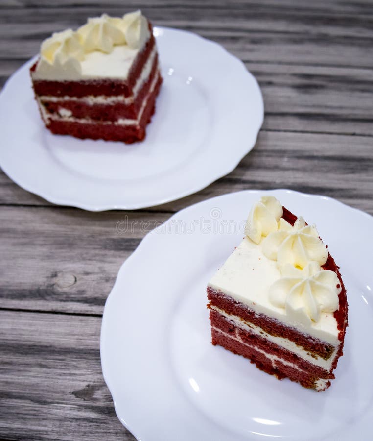 Red Velvet Cake on Wood Board Stock Photo - Image of delicious, bakery ...
