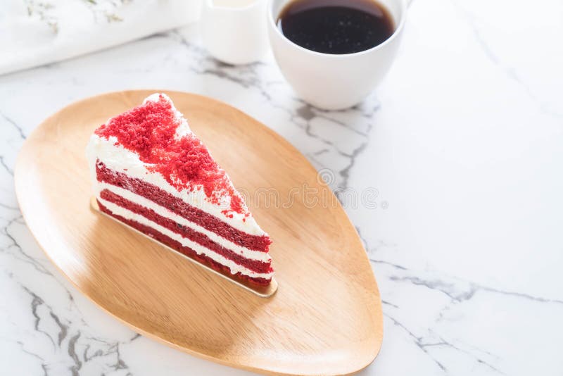 Red velvet cake on plate stock photo. Image of baked - 259693182