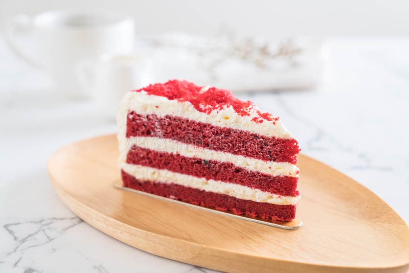 Red velvet cake on plate stock photo. Image of baked - 259693182