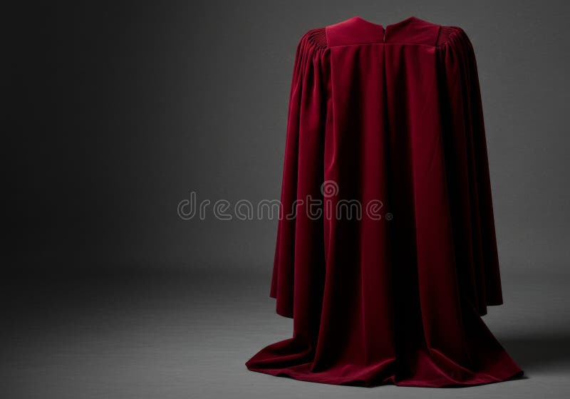 Red Velvet Cape Draped on Gray Background Stock Illustration ...