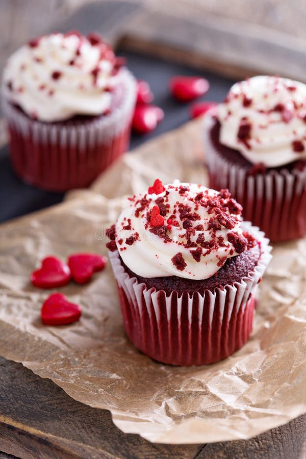Red Velvet Cupcakes for Valentines Day Stock Photo - Image of junk ...