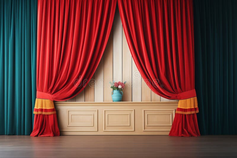Red Velvet Curtain Draped Over a Theater Stage Stock Photo - Image of ...