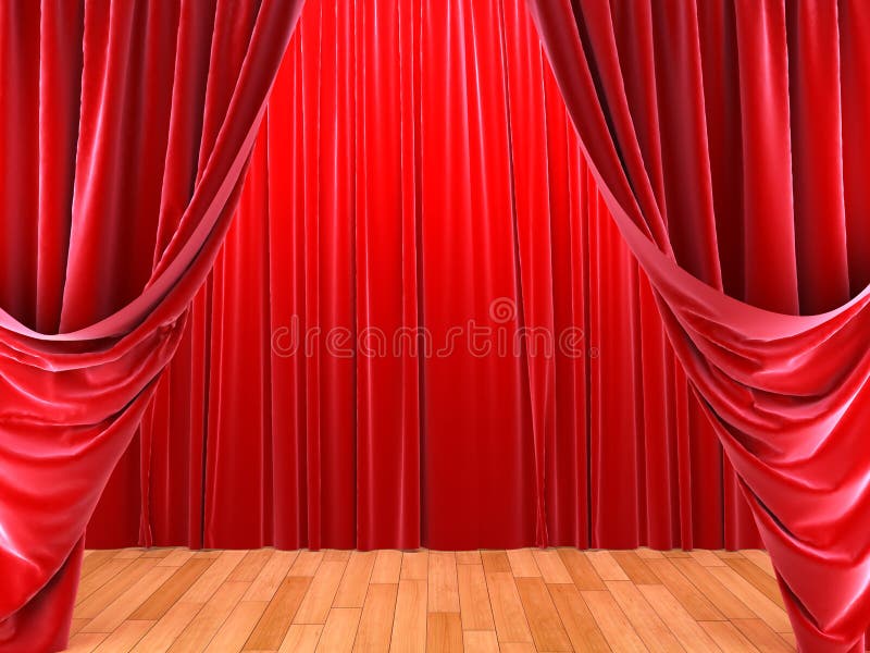 Red Velvet Curtain Opening the Scene Stock Image - Image of elegant ...
