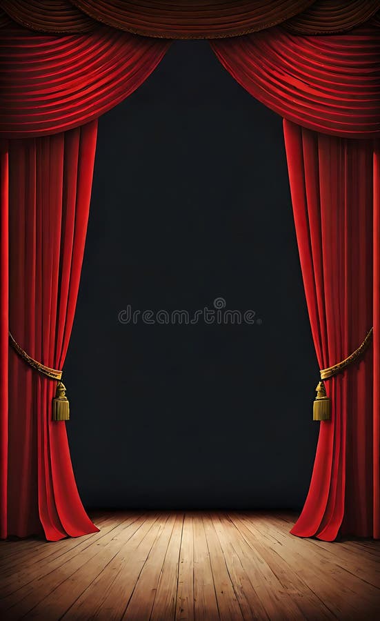 Red Velvet Curtains on a Theater Stage. Stock Illustration ...