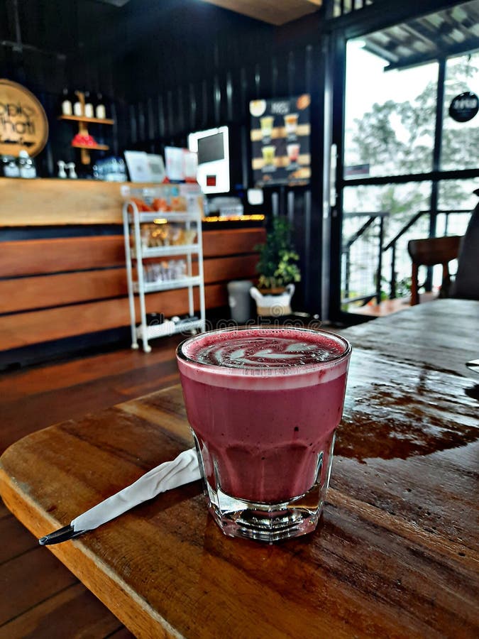 Red Velvet Drink. Served on the Table in a Coffee Shop Stock Image ...