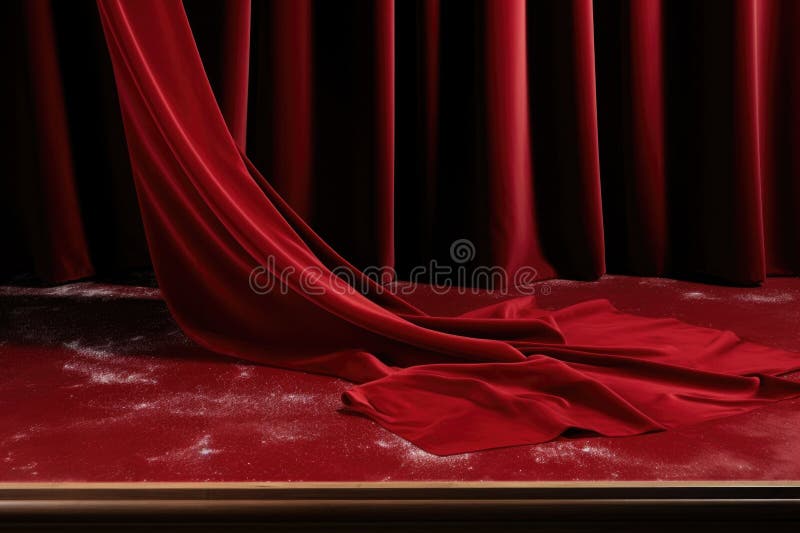 Red Velvet Fabric Falling from an Elevated Position Stock Illustration ...