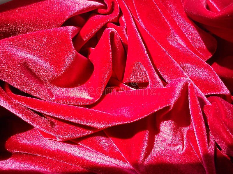 Red Velvet Fabric with a Glint of Light. Luxurious Curtains for Room ...