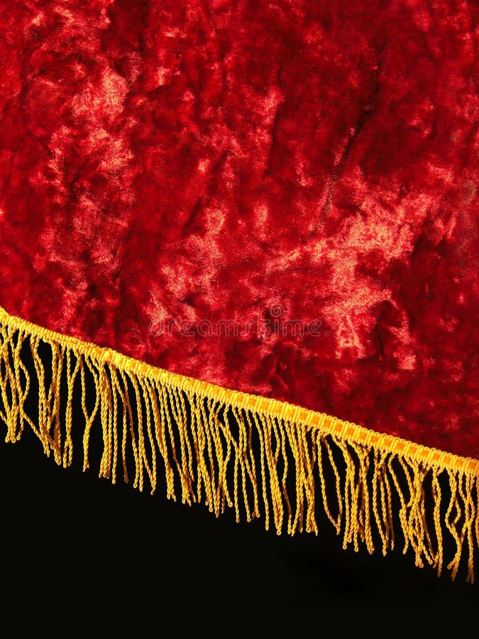 Red Velvet with Golden Fringe Stock Image - Image of hanging, luxury ...