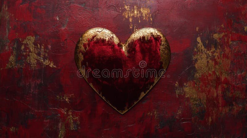 Red Velvet Heart on a Gold and Red Background Stock Illustration ...
