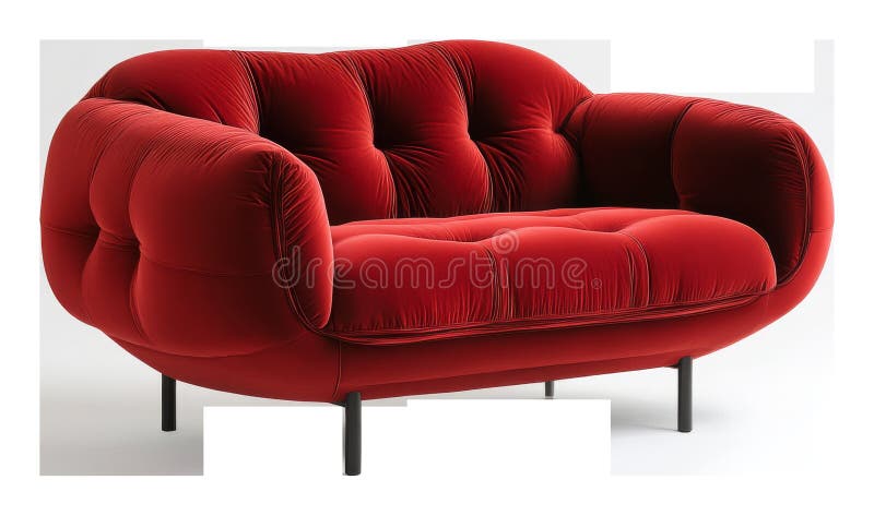 Red Velvet Modern Sofa with Plush Design, Home Decor Inspiration Stock Photo - Illustration of ...