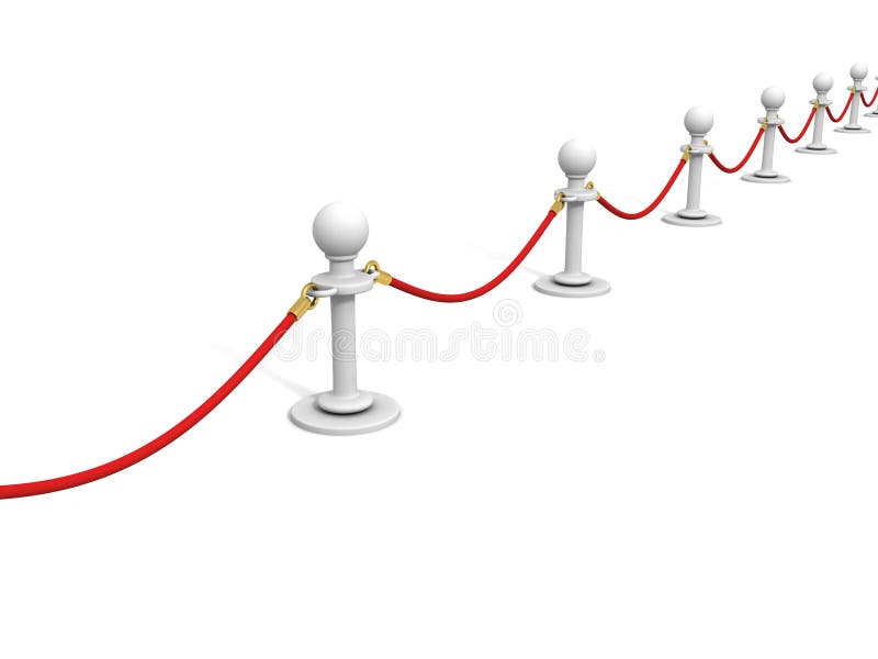 Red Velvet Rope and White Stands VIP Barrier Stock Illustration ...