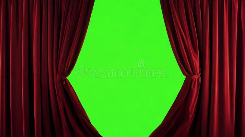 Red Velvet Stage Curtains Opens on Green Screen Stock Video - Video of ...