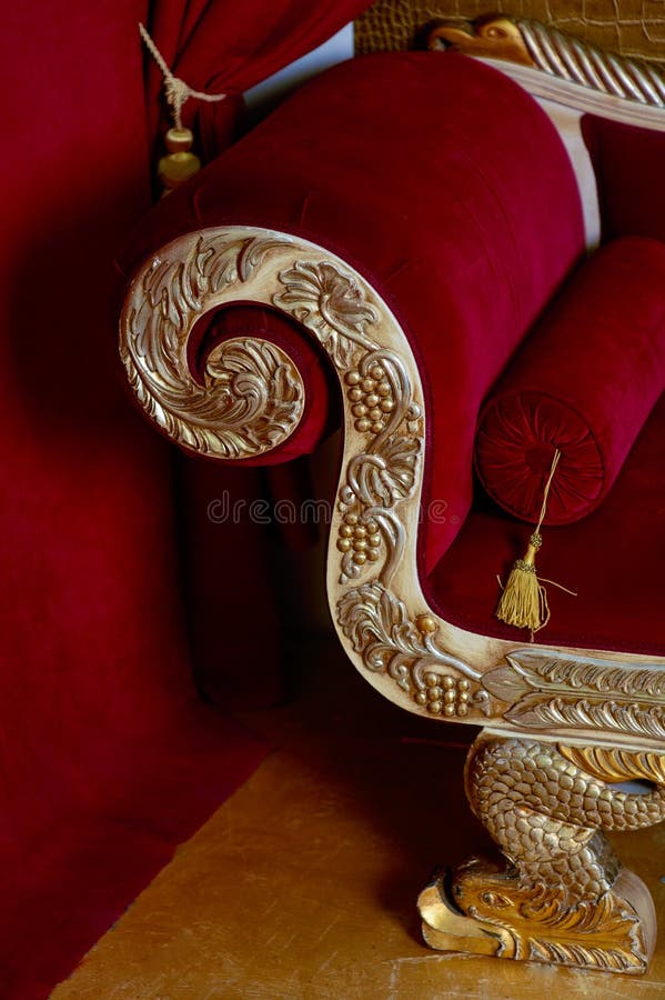 Red Velvet Textile Sofa in the Interior Room Studio Stock Photo - Image ...