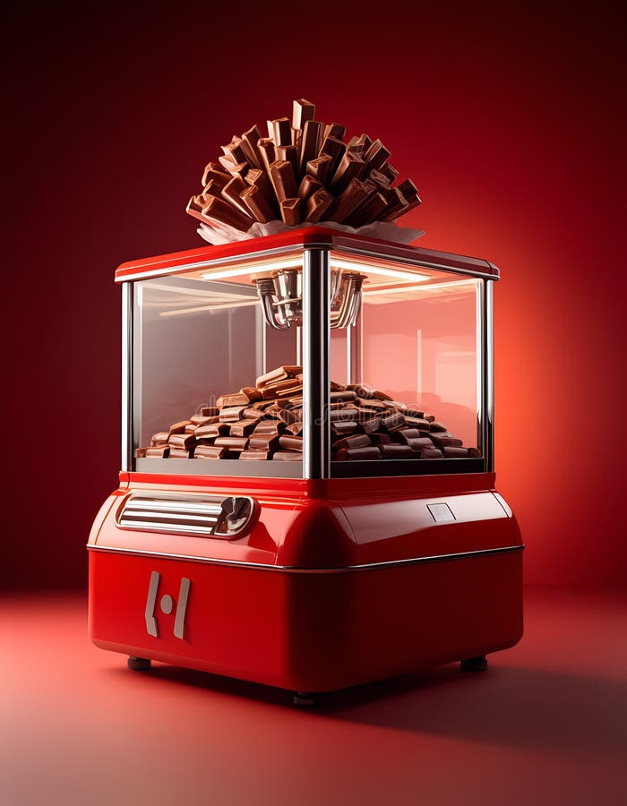 A Red Vending Machine with a Large Number of Chocolate Bars Inside ...
