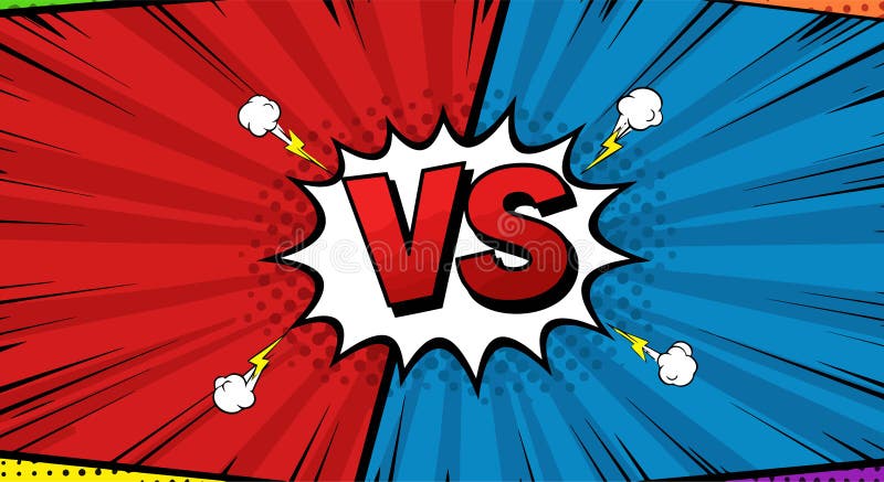 Red Versus Blue Comic Style Background for Comparison Stock ...