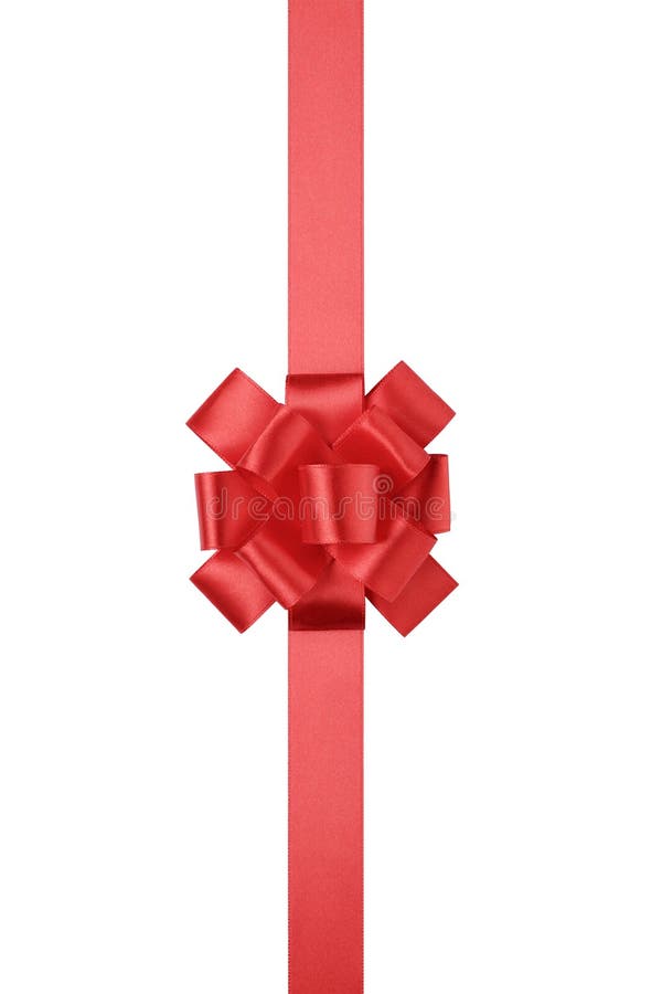 Red Vertical Big Present or Award Bow with Ribbon Stock Photo - Image ...