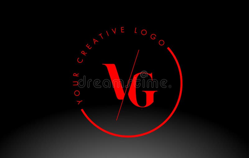 Red VG Serif Letter Logo Design with Creative Intersected Cut Stock ...