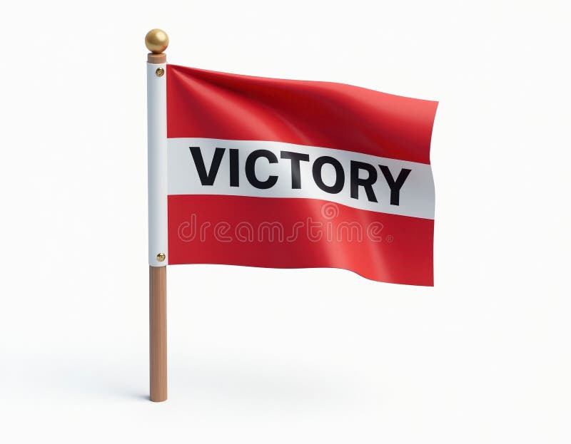 Red Victory Flag - 3D Render of a Winning Flag Stock Illustration ...