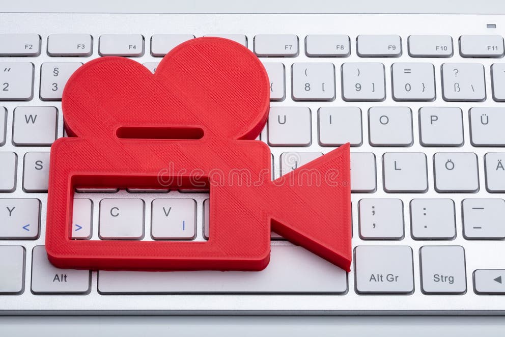 Red Video Camera Icon Over Keyboard Stock Image - Image of equipment ...