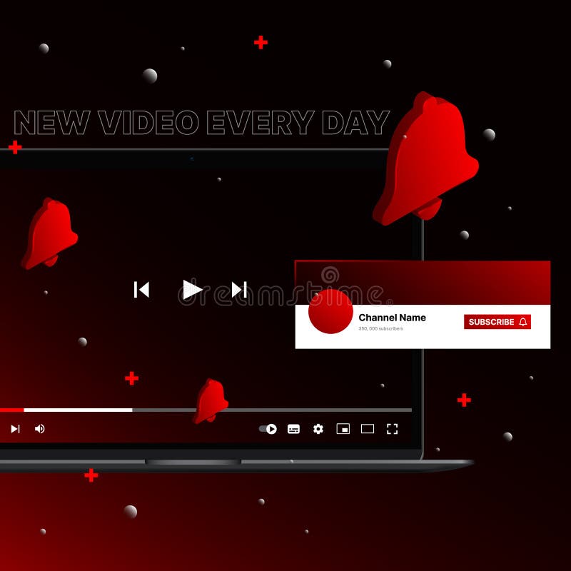 Red Video Platform Illustration. Creative Design, Content Frame ...
