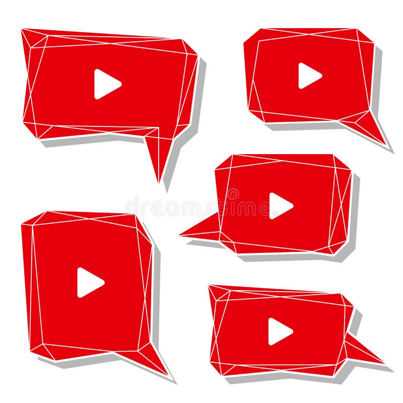 Red Video Play Balloon Low Poly Button Bubble Stock Vector ...