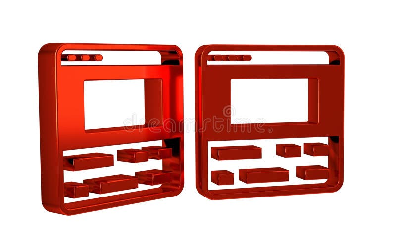 Red Video Recorder or Editor Software on Laptop Icon Isolated on ...