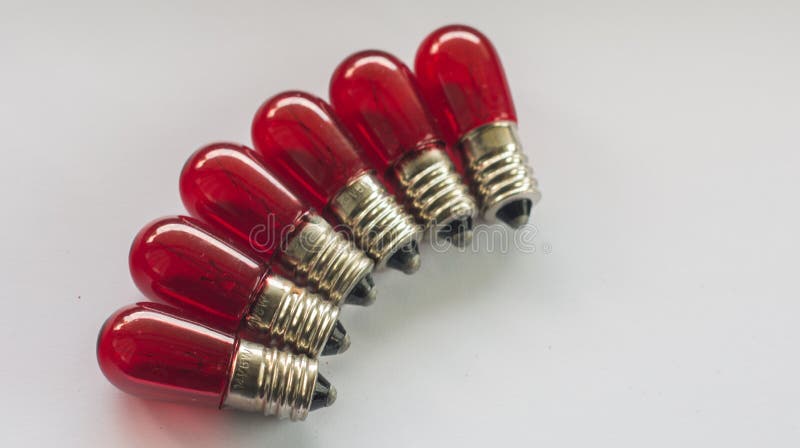 Red Vintage Bulbs on White Background Stock Image - Image of white ...