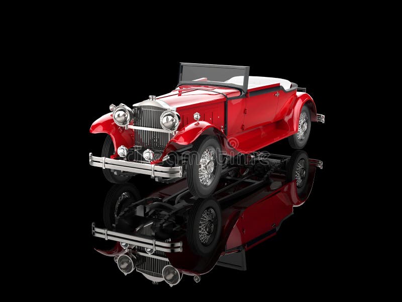 Red Vintage Car on Black Background Stock Image - Image of american ...