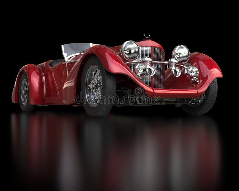 Red Vintage Car - Front View Closeup Stock Image - Image of street ...