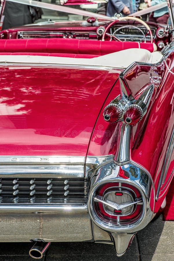 Red Vintage Car Rear stock image. Image of steering, classic - 53293657